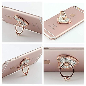 Cell Phone Ring Holder,360° Rotation Diamond Metal Finger Ring Grip for iPhone iPod iPad Samsung Galaxy and Other Smartphones (Rosegold)