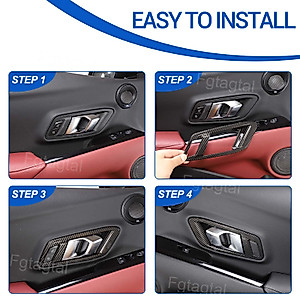 Fit for Toyota Supra GR A90 A91 MK5 2019-2024 Inner Door Handle Frame, ABS Door Inner Grab Handle Trim Cover Sticker, Car Interior Decoration Accessories, 2 PCS (Carbon Fiber Pattern Black)