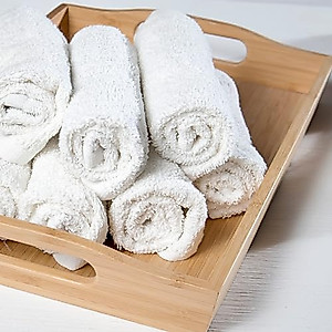 GOLD TEXTILES 48 Pack Economy White Washcloths Set (12x12 inches) - Cotton Blend Commercial Grade Cleaning Rags, Quick Drying & Soft Face Cloths, Fingertip Towels for Bathroom, Spa, Gym, and Kitchen