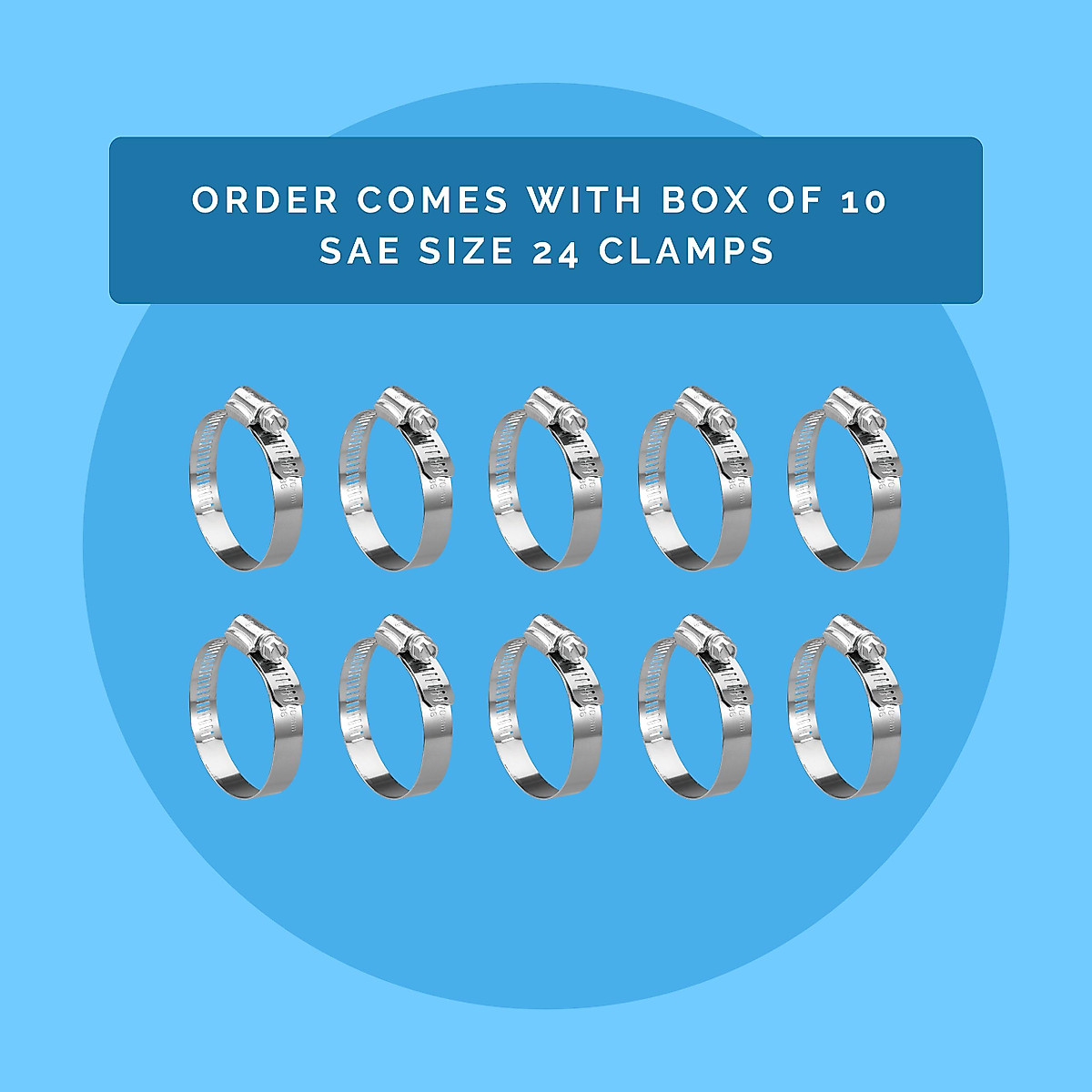 Koehler Enterprises KE24BX 10 Piece Hose Clamp Box (Size SAE 24), Silver