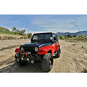RAMPAGE PRODUCTS 76510R Semi-Gloss Black Front Recovery Bumper with Stinger for 1976-2006 Jeep CJ, Wrangler YJ & TJ