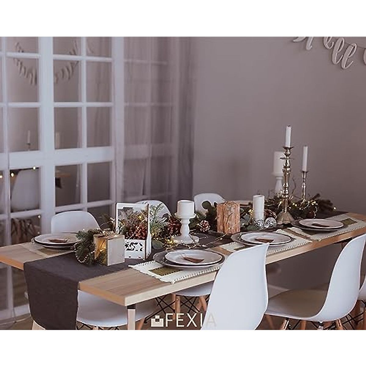 Fexia Boho Placemats Set of 6, Macrame Table Decor and Farmhouse Style Placemats Natural Cotton Burlap, for Dining Table Kitchen