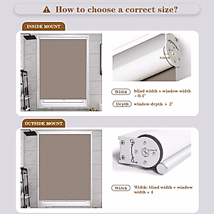 Joydeco Blackout Cordless Roller Shade for Windows,Coffee Fabric Black Out Mini Blinds for Sliding Glass Door Bedroom Home Darkening (35x 75)