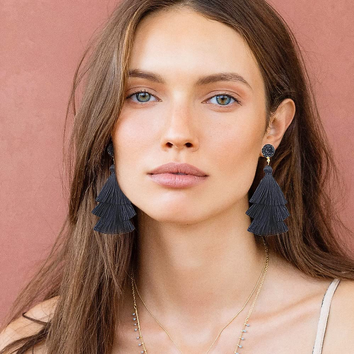 9 Pairs Rattan Earrings Tassel Woven Bohemian Earrings Straw Earrings Lightweight Acrylic Pearl Hoop Earrings Handmade Wicker Braid Drop Dangle Statement Earrings for Women