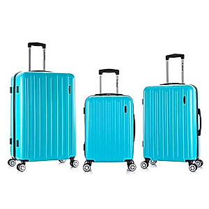Rockland Paris Hardside Luggage with Spinner Wheels, Turquoise, 3-Piece Set (20/24/28)
