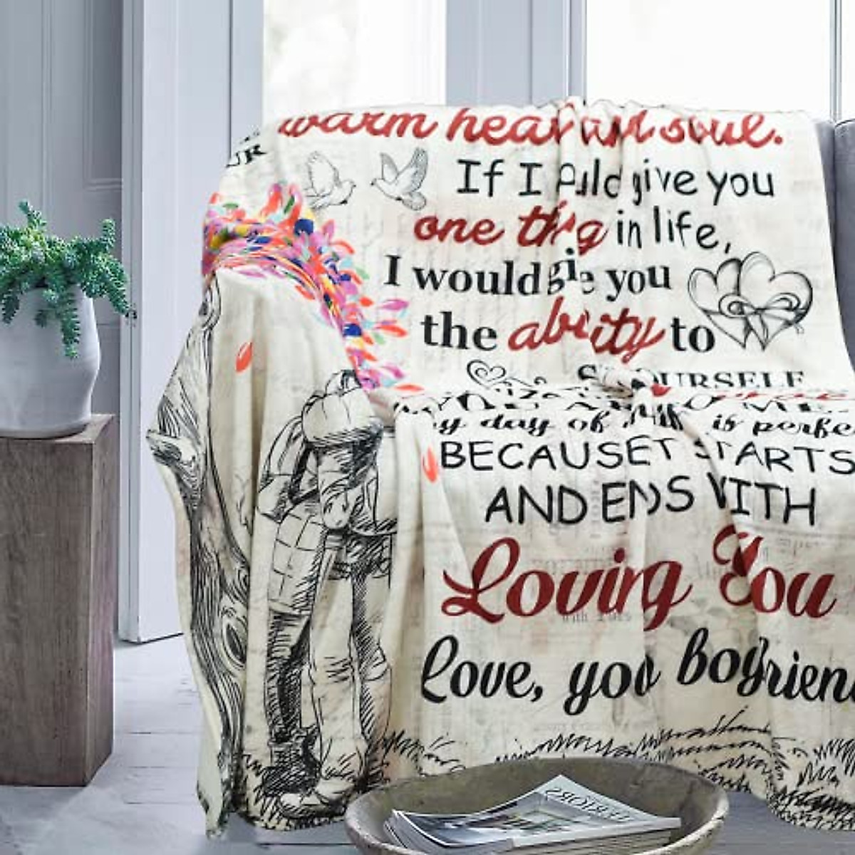 to My Girlfriend Blanket Girlfriend Gifts I Love You Blessing Sweet Sayings Quote Throw Blankets Birthday Gifts for Her Anniversary Soft Blankets for Bed Sofa and Couch 60x50 inch