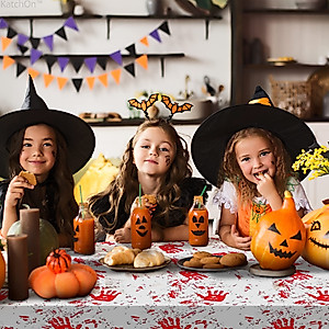 KatchOn, Bloody Table Cloth Halloween - Pack of 3, Large 54x72 Inch | Halloween Tablecloth Plastic, Zombie Red Bloody Handprint Tablecloth | Halloween Table Cover for Halloween Table Decorations