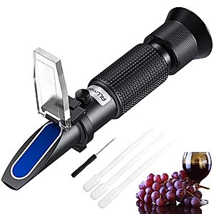 ALLmeter Grape Wine Refractometer Brix Alcohol Refractometer for Grape Wine Brewing Measure Sugar Content & Predict Alcohol Degree Dual Scale of 0-40% Brix & 0-25% vol Alcohol for Brewing Winemaking