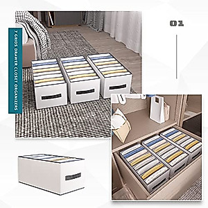 DonYeco 3 Pack Wardrobe Clothes Organizer, 8 Grids Closet Organizer for Jeans, Dimension 15-3/4" x 9-1/2"x 8" (Compartment width: 2")