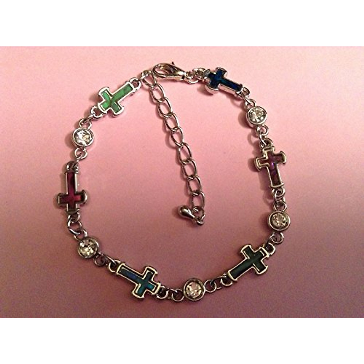 SHELL OF THE SEA,CROSS PAUA SHELL & CZ STONE INLAYED BRACELETS