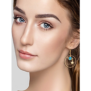 8 Pairs Moon Star Earth Planet Earrings Asymmetrical Vintage Bohemian Earrings Dangle Pendant Earrings Drop Hook Earrings Jewelry for Women