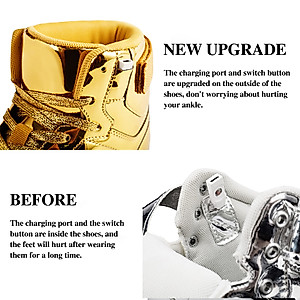 DIYJTS Kids LED Light Up Shoes, Fashion High Top LED Sneakers USB Rechargeable Glowing Luminous Shoes for Boys Girls Toddler Child Black