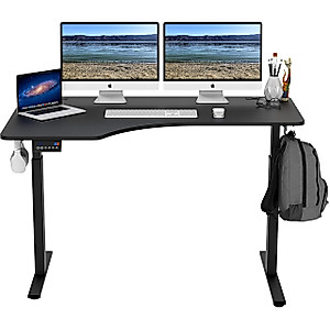 SHW 55-Inch L-Shaped Electric Height Adjustable L-Shaped Standing Desk with Left Facing Corner, Black