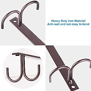 FOMANSH Mug Rack Under Cabinet - Coffee Cup Holder, 12 Mugs Hooks Under Shelf, Display Hanging Cups Drying Hook for Bar Kitchen Utensils Brown