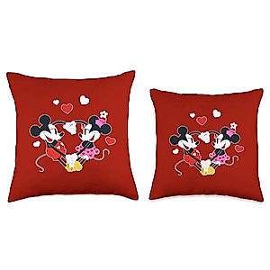 Disney Mickey and Minnie Hearts Valentine’s Day Red Throw Pillow, 18x18, Multicolor
