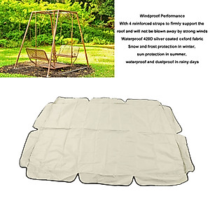 Tissting Outdoor Porch Swing Canopy Waterproof Top Cover, 420D Silver Coated Oxford Fabric Swing Chair Canopy Replacement for Outdoor Garden Patio (164x114x15cm/64.6x44.9x5.9in)(Beige)