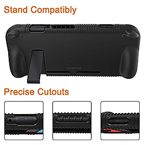FINTIE Silicone Case Compatible with Nintendo Switch - Soft [Anti-Slip] [Shock Proof] Protective Cover with Ergonomic Grip Design, Drop Protection Grip Case (Black)