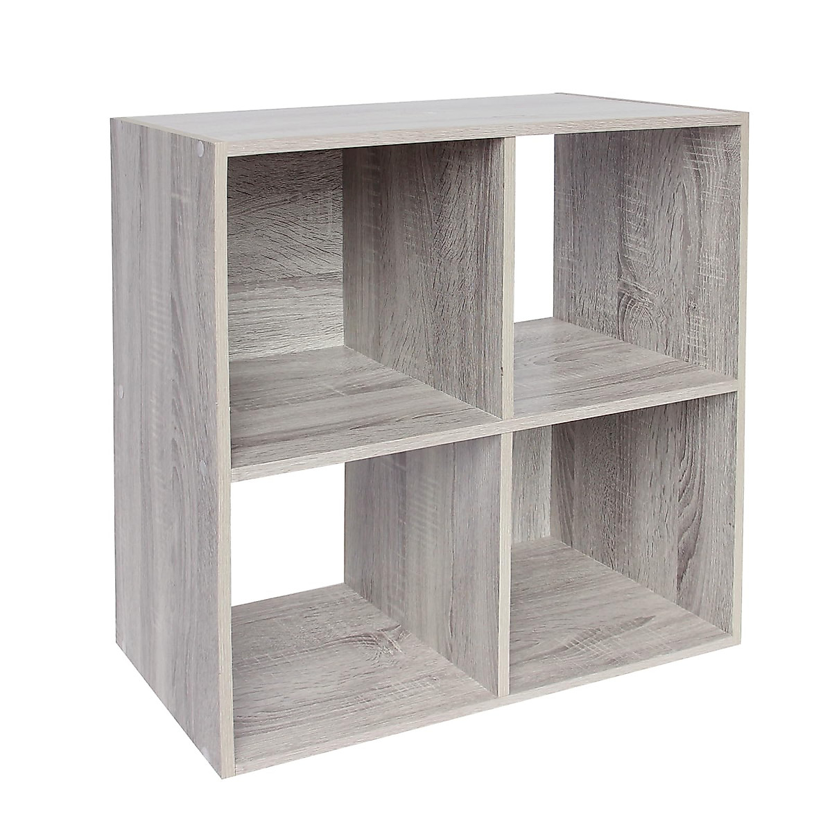 PACHIRA E-Commerce Wooden Storage Bookshelf, 4 Cube Unit Shelf, Closet Cabinet, DVD Rack File Organizer Bookcase Rack, Each Cube 11 Inch, Oak Grey