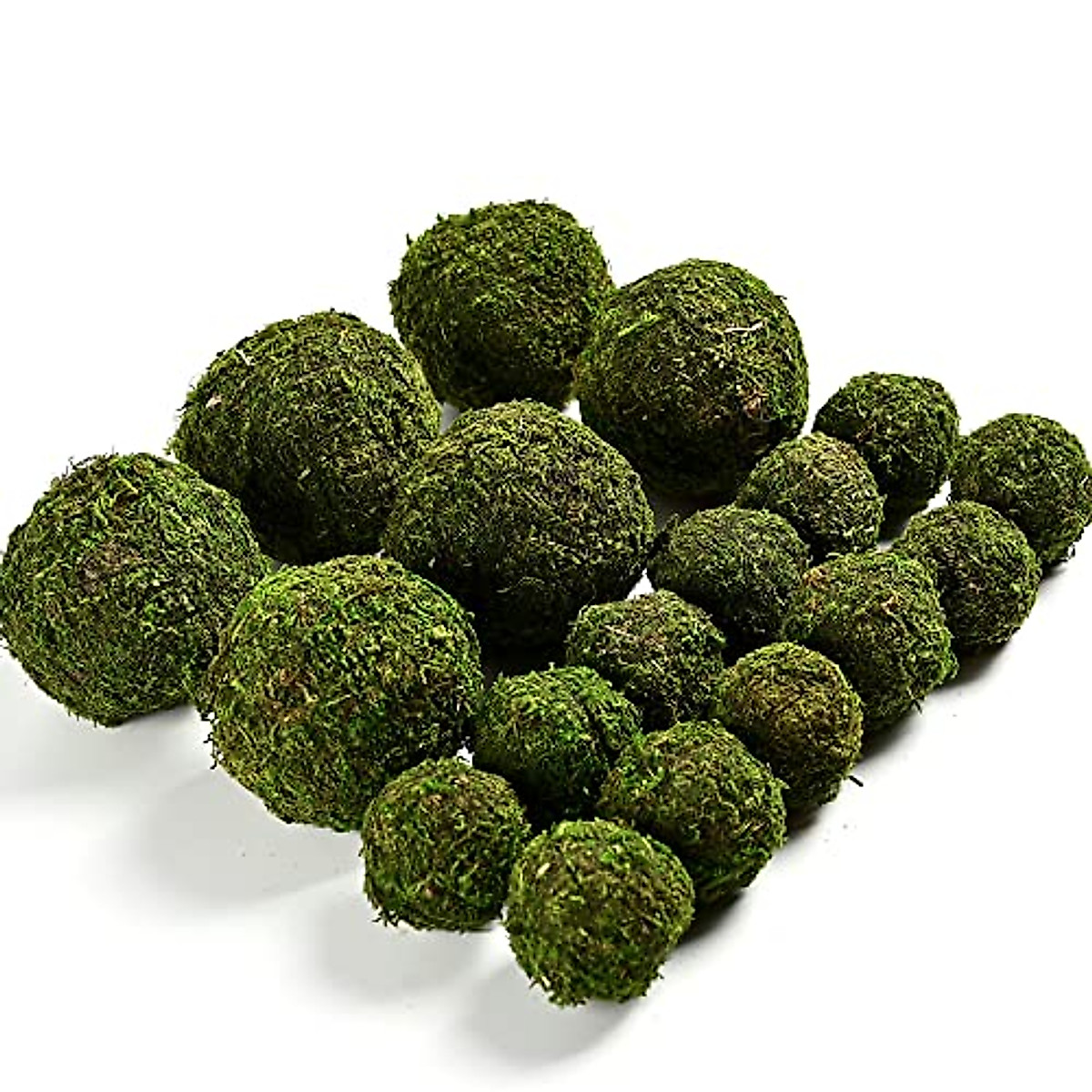 Usmola 18pcs Fake Moss Balls, 6pcs 3.2" Faux Green Balls + 12pcs 2" Artificial Moss Decorative Balls for Centerpiece Bowls (Green)