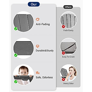 POWERWOOD Modern Adirondack Chair, Oversized HDPE Folding Adirondack Chairs Wood Texture, Higher Back All Weather Plastic Adirondack Chair Set with Cup Holder, Fire Pit Chairs for Outdoor Patio (Grey)