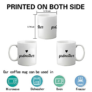 WENSSY Godmother Coffee Mug Godmother Gifts Christmas Birthday Gift for Godmother from Goddaughter Godson Godchild Godmother Proposal Announcement Baptism Keepsake Gifts White 11 Ounce