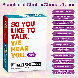 ChatterChance Conversation Starter for Teens | Exciting, Fun Conversation Games with Question Cards That Spark Connection & Understanding | Thought-Provoking Card Games for Teens with 80 Questions