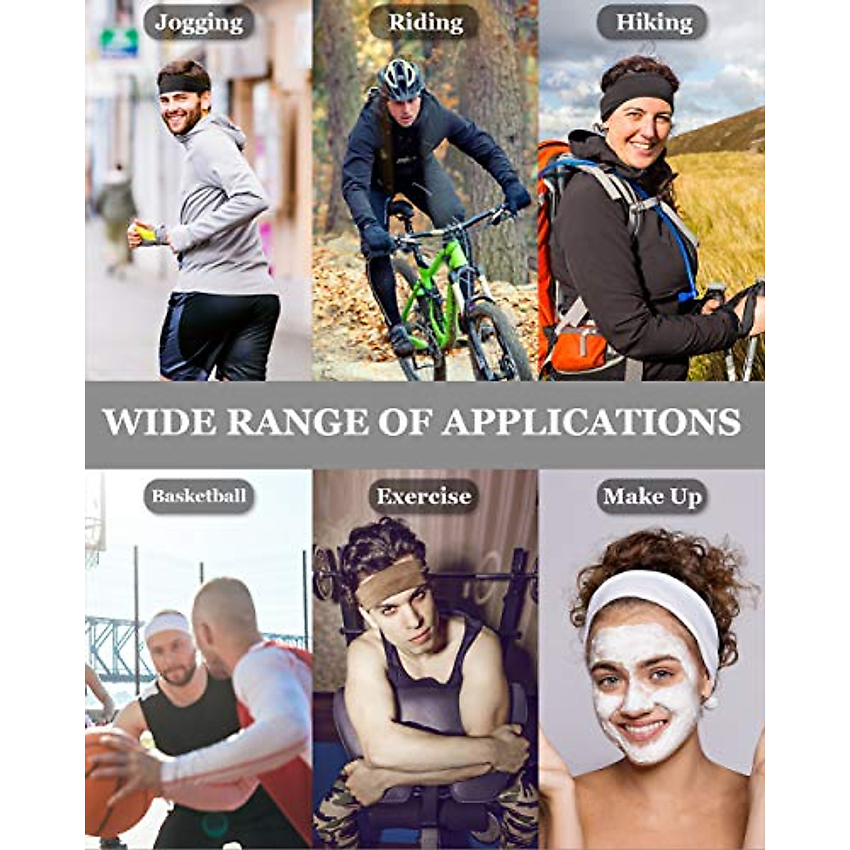 Vgogfly Running Headbands for Men Sweatbands Sports Sweat Bands Mens Workout Thin Fitness Gym Yoga 4 Pack