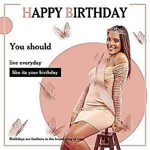 LOLtime 21st Birthday Decorations for Her, Including 21st Birthday Crown, Cake Topper, Tiara, Sash, Butterfly Decorations, Happy Birthday Candles, 21st Birthday Gifts for Her