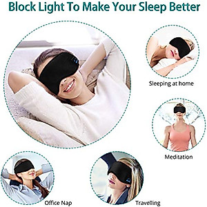Wireless Sleep Eye Mask with Bluetooth Headphones Sleeping Headphones Soft Cotton Music Headsets Sleep Eye Shades Built-in Speakers Microphone Handsfree Adjustable Strap Washable for Women Men Gift