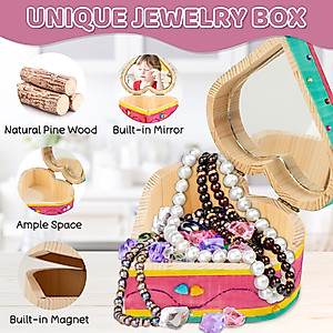 Paint Your Own Wooden Jewelry Box-Arts and Crafts for Kids 4-6, DIY Treasure Box Painting Kits Gift for 7 8 Year Old Girls, Kids Crafts Birthday/Mother's Day/Christmas Gift
