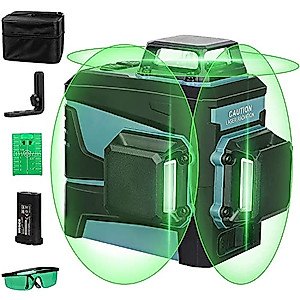 Self-Leveling Laser Level, WESCO 3 x 360° 3D Green Laser Level, 65ft Cross Line Laser Tool, Three-Plane Leveling and Alignment Laser Level Tool with Laser Class ll, 1mW