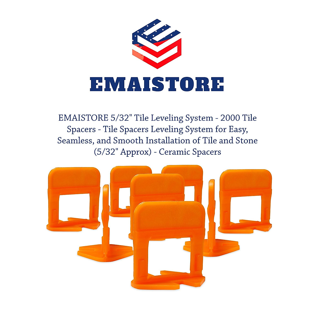 Emaistore Tile Leveling System (5/32 Inch) – 2000 Tile Spacers – Compatible with Most Wedges for Smooth, Seamless Floor & Wall Tile Installation – 4mm Ceramic & Stone Spacers