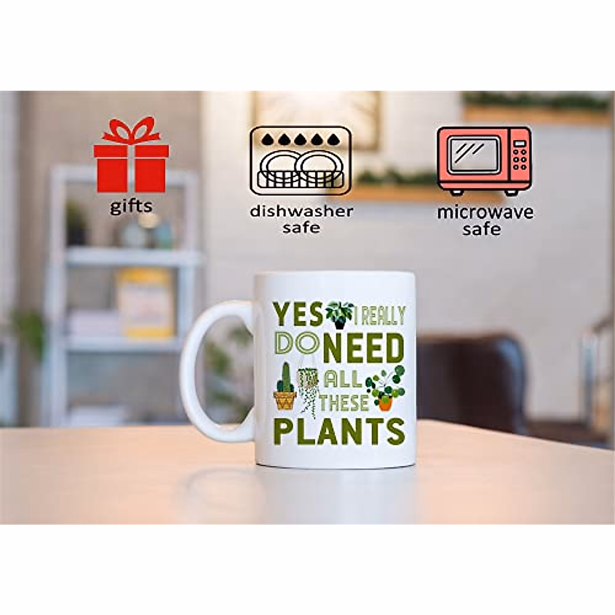 Qsavet Plant Mug Gifts for Plant Lover, Plants Mug, Plant Tea Cup, Plant Mom Plant Lady Present, Plant Themed Cactus Succulent Gift For Women Men Mom Girls Christmas Birthday 11oz Novelty Coffee Mug