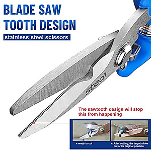 stedi Scissors Heavy Duty, Multipurpose Shears with Finely Serrated Blades,Easy Cutting Electrical Cable Notch, Insulation, Non-Slip Comfortable Handle, Cuts Wire, Carton,Soft Cable