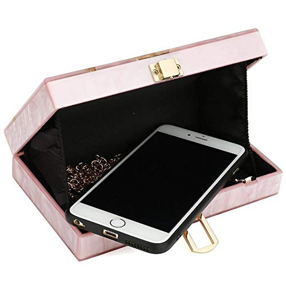 YYW Womens Acrylic Star Designer Evening Bag Glitter Sequins Clutch Purse Box Bag Party Wedding Cocktail Handbags Shoulder Bag (White)