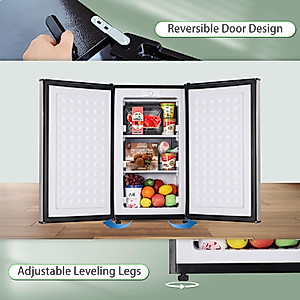 Upright Freezer 3.6 Cubic Feet, Mini Freezer with Removable Baskets, 3 Level Adjustable Temperature from -13°F to 23°F, Manual Defrosting, Reversible Stainless Steel Door, Suitable for Home, Silver