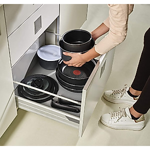 T-fal C921S2 Initiatives Nonstick Ceramic Coating PTFE PFOA and Cadmium Free Scratch Resistant Dishwasher Safe Oven Safe 8 and 10-Inch Fry Pan Cookware Set, 2-Piece, Black