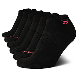 Reebok Women's Athletic Socks - Performance Cushioned Low Cut Socks (6 Pack), Size 4-10, Black Logo