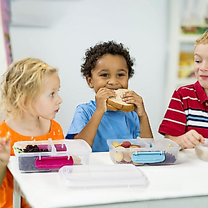 Greentainer 4 Pack Plastic Snack Containers for Kids Bento Boxs with 2 Compartments Travel Snack Container Sandwiches/Fruits/Candies Food Storage Containers BPA Free Dishwasher Safe