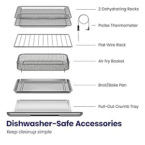 Chefman Air Fryer Toaster Oven Combo with Probe Thermometer, 12-In-1 Stainless Steel Convection Countertop, 10 Inch Pizza, 4 Slices of Toast, Cooking, Baking, Toasting, Roaster Oven Airfryer 20QT