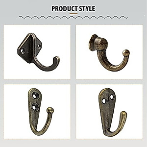MroMax Wall Mounted Hook Robe Hooks Retro Style Square Single Clothes Hanger, Zinc Alloy, Bronze Tone 2pcs