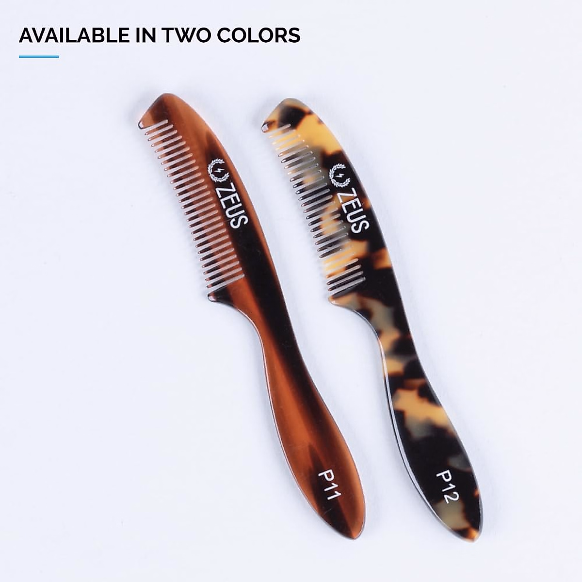 ZEUS Large Mustache Comb, Long Handle Handmade Saw Cut Mustache Comb for Men (Traditional) P11