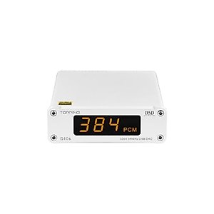 Topping D10s DAC HiFi USB DAC XU208 ES9038Q2M DSD256 384kHz USB Input Coax/Opt/RCA Output Mini Desktop Audio Decoder (Silver)