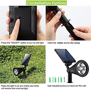 Hoont 2-in-1 Bright Outdoor LED Solar Spotlight/Solar Powered Light for Patio, Entrance, Landscape, Garden, Driveway, Lawn, Etc./ Great for Accents, Security Lighting, Etc. [Upgraded Version]