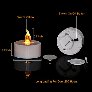 Vickiss Tea Lights Battery Operated Candles,Set of 24 LED Tea Lights Flameless Candles 200+ Hours Flickering Fake Tealights for Sweetest Day Wedding Home Decorations Party (24 Pack Warm Yellow)