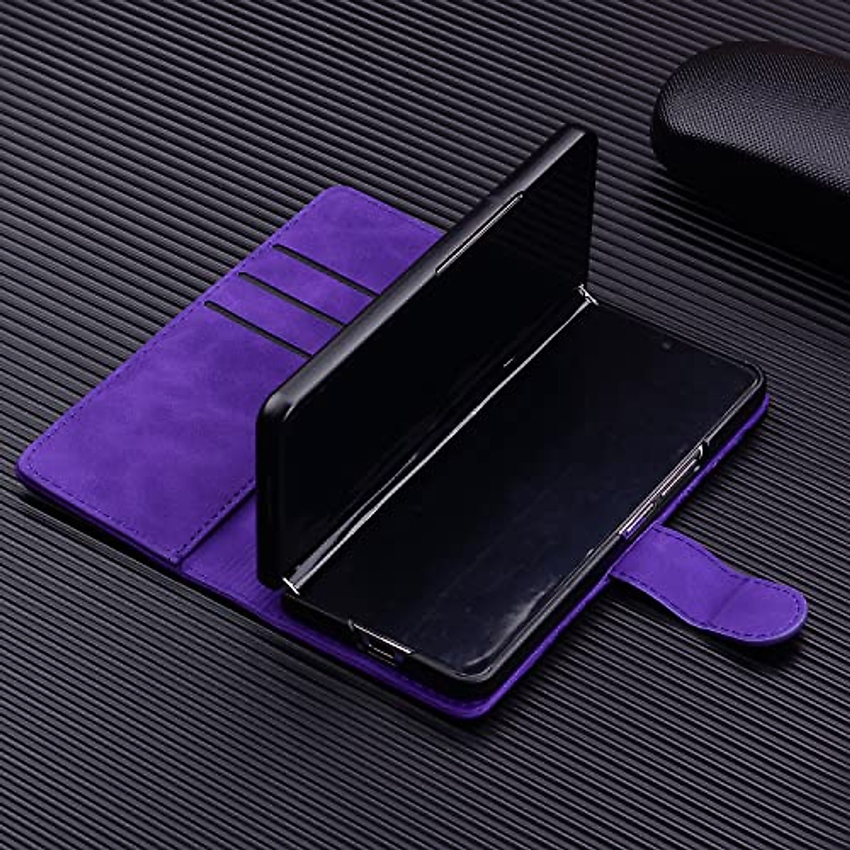 EAXER for Samsung Galaxy Z Fold 4 Case, Shockproof Wallet Pouch Cover Kickstand Credit Card Slots Case Cover (Purple)