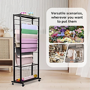 Stranthother Double-Sided 16-Layer Ribbon Holder Organizer Rack,Ribbon Holder,Ribbon Storage,Metal Large Capacity Ribbon Stand Organizer,Ribbon Display Rack Storage Shelf For Craft Room,Wrapping Paper