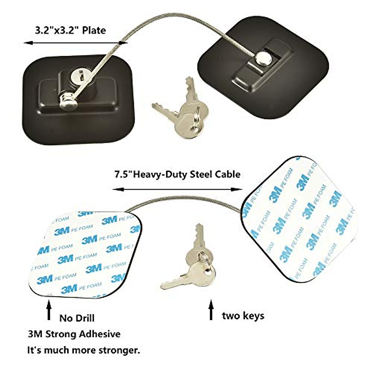 Refrigerator Door Locks, Fridge Lock with Keys, File Drawer and Child Safety Cabinet Lock with Strong Adhesive