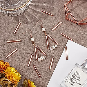 PH PandaHall 100pcs Brass Tube Beads 30x4mm Long Tube Spacer Beads Macrame Beads for DIY Sewing Craft Wall Hanging Plant Holder Macrame Wind Chime, Rose Gold