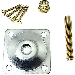 TAODAN 4 Set Furniture Leg Mounting Plates Leg Attachment Plates with Hanger Bolts Screws for Furniture Repair Sofa Table Chair Couch